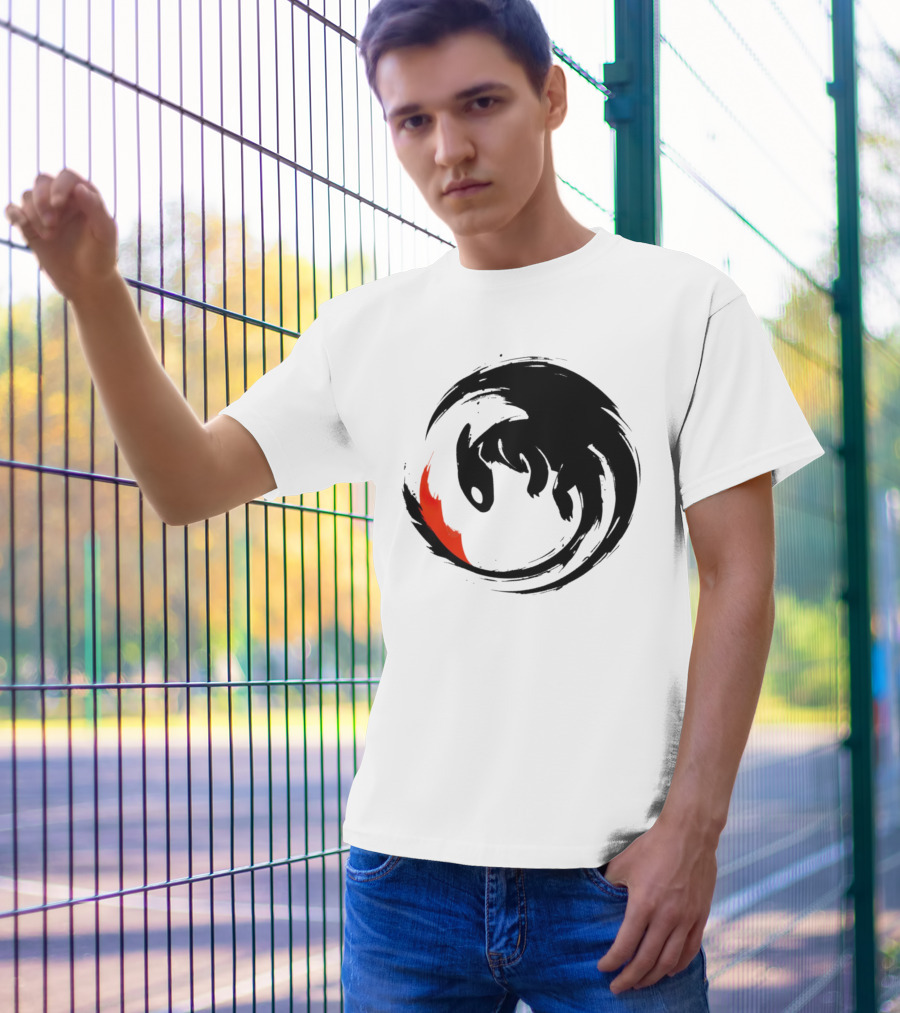 Toothless Night Fury Dragon Ying Yang T-Shirt