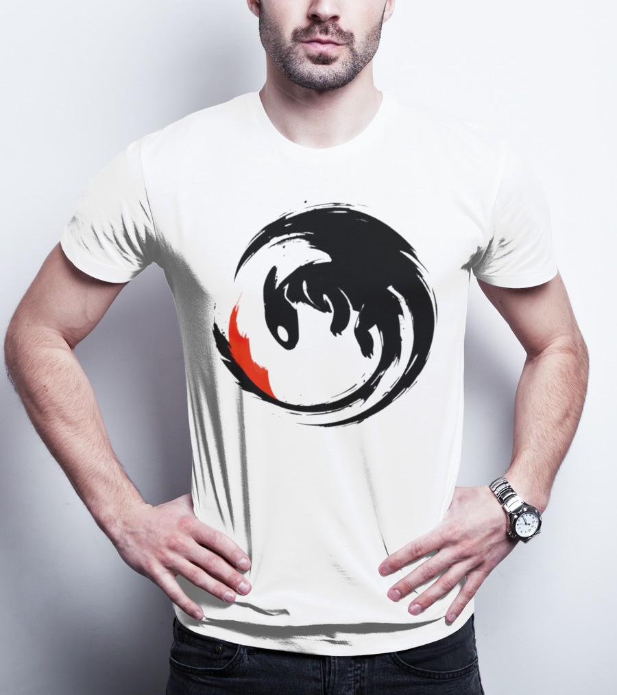 Toothless Night Fury Dragon Ying Yang T-Shirt