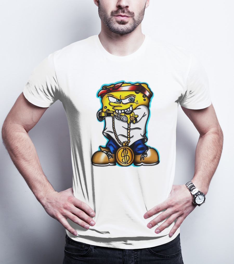 Gangster Spongebob Dollar Bling Animated Character T-Shirt