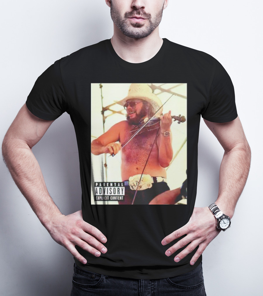 Parental Advisory Explicit Content Party Boy Hank Cowboy Violinist T-Shirt