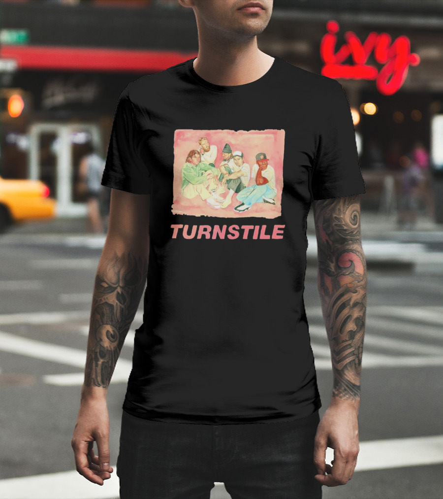 Turnstile Band Illustration Pink Pastel Aesthetic T-Shirt