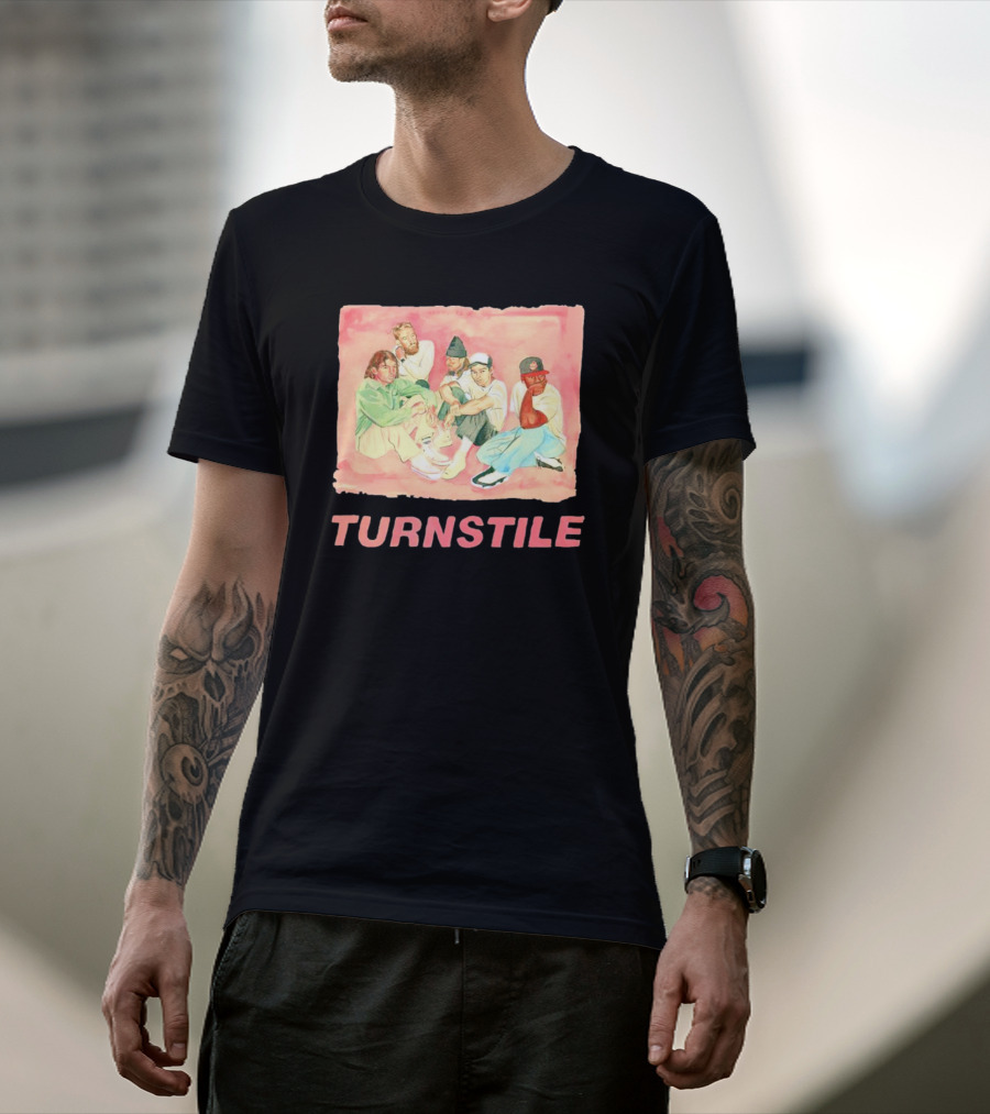 Turnstile Band Illustration Pink Pastel Aesthetic T-Shirt