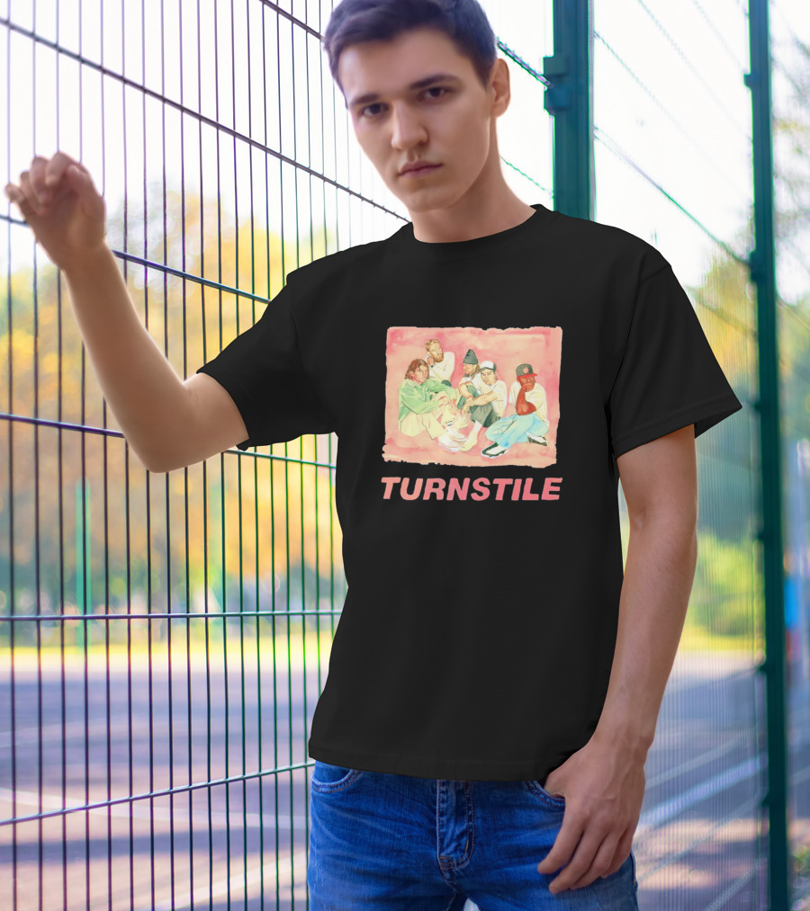 Turnstile Band Illustration Pink Pastel Aesthetic T-Shirt