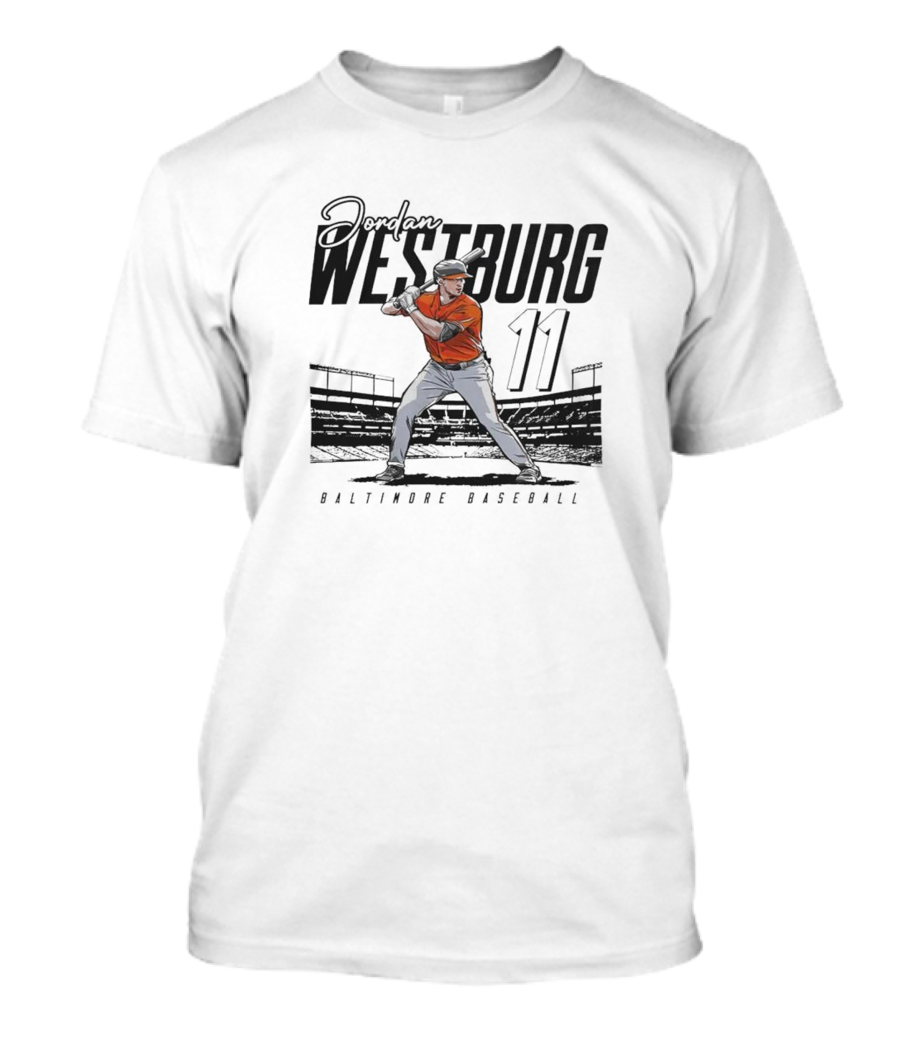 Jordan Westburg #11 Baltimore Baseball Player In Action T-Shirt