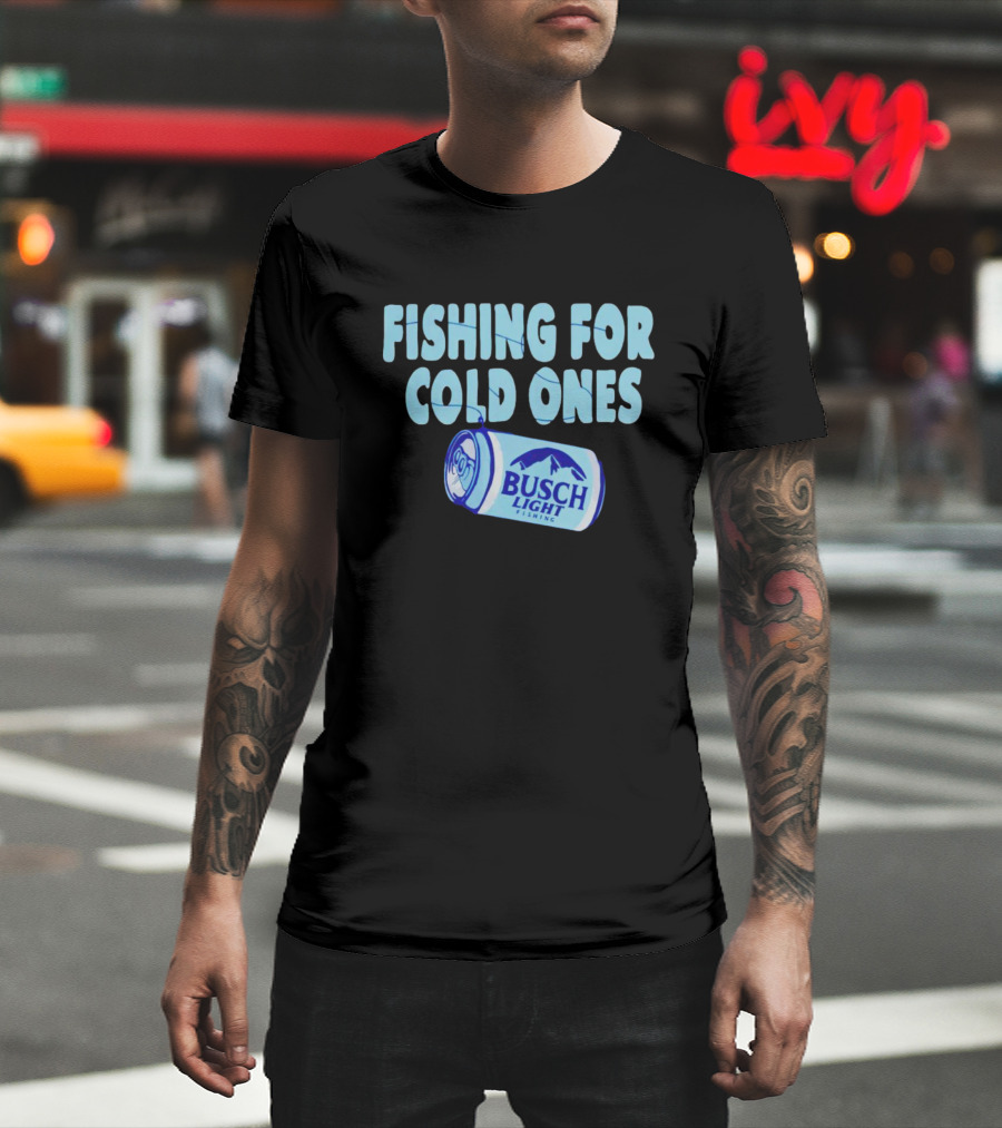 Fishing For Cold Ones Busch Light Fishing Can Mountains T-Shirt