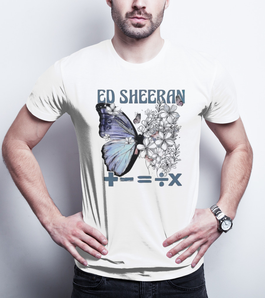 Ed Sheeran Butterfly Flowers Math Symbols Equals Tour T-Shirt