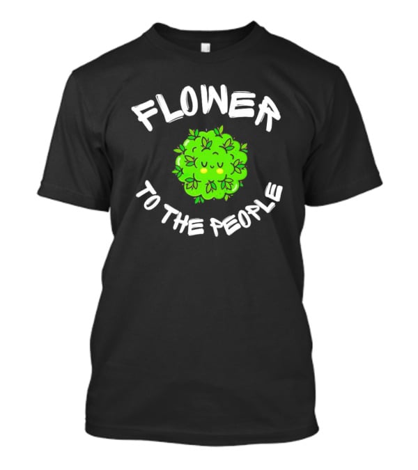 FLOWER TO THE PEOPLE Cute Green Plant With Smiling Face And Leafy Hair T-Shirt