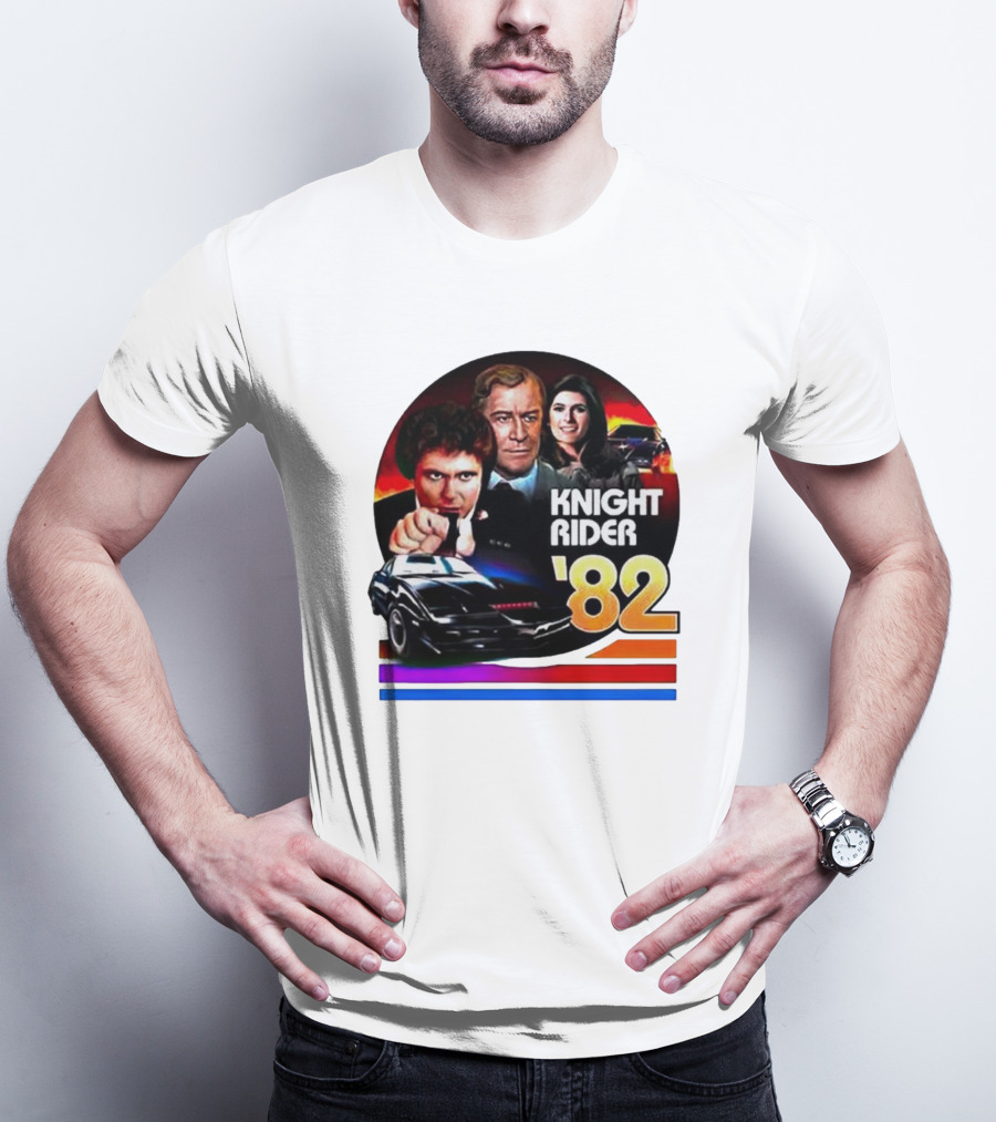 Knight Rider ’82 Retro Cast And Car Montage T-Shirt