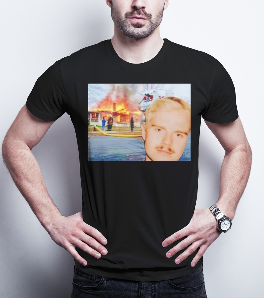 Lloyd Meme Fire Burning House Background T-Shirt