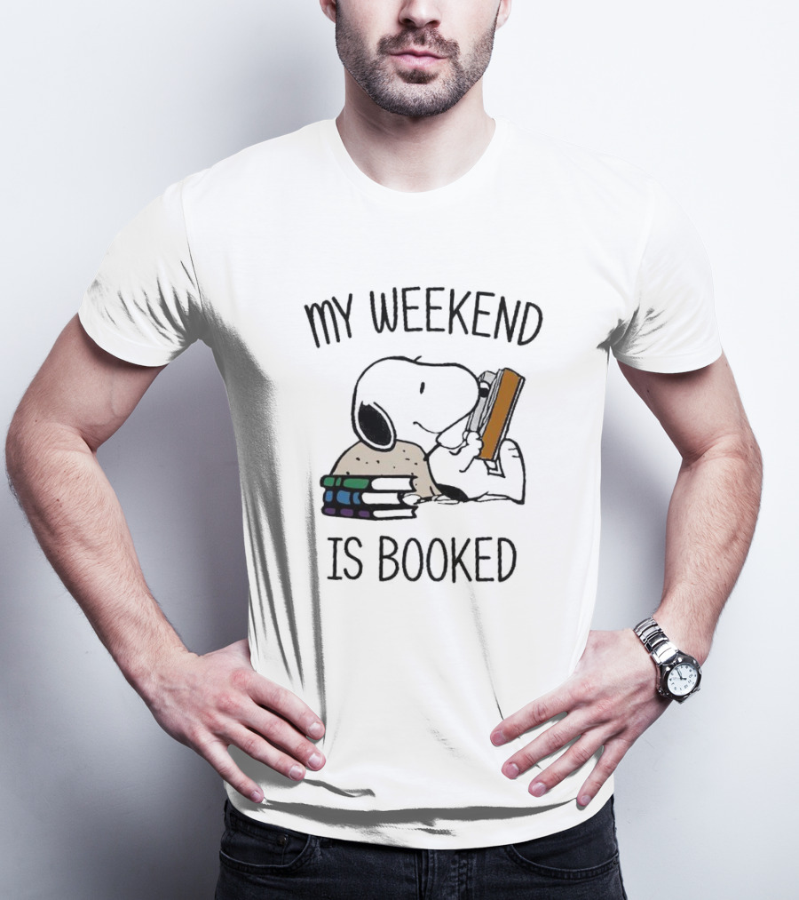Snoopy My Weekend Is Booked Reading With Books T-Shirt
