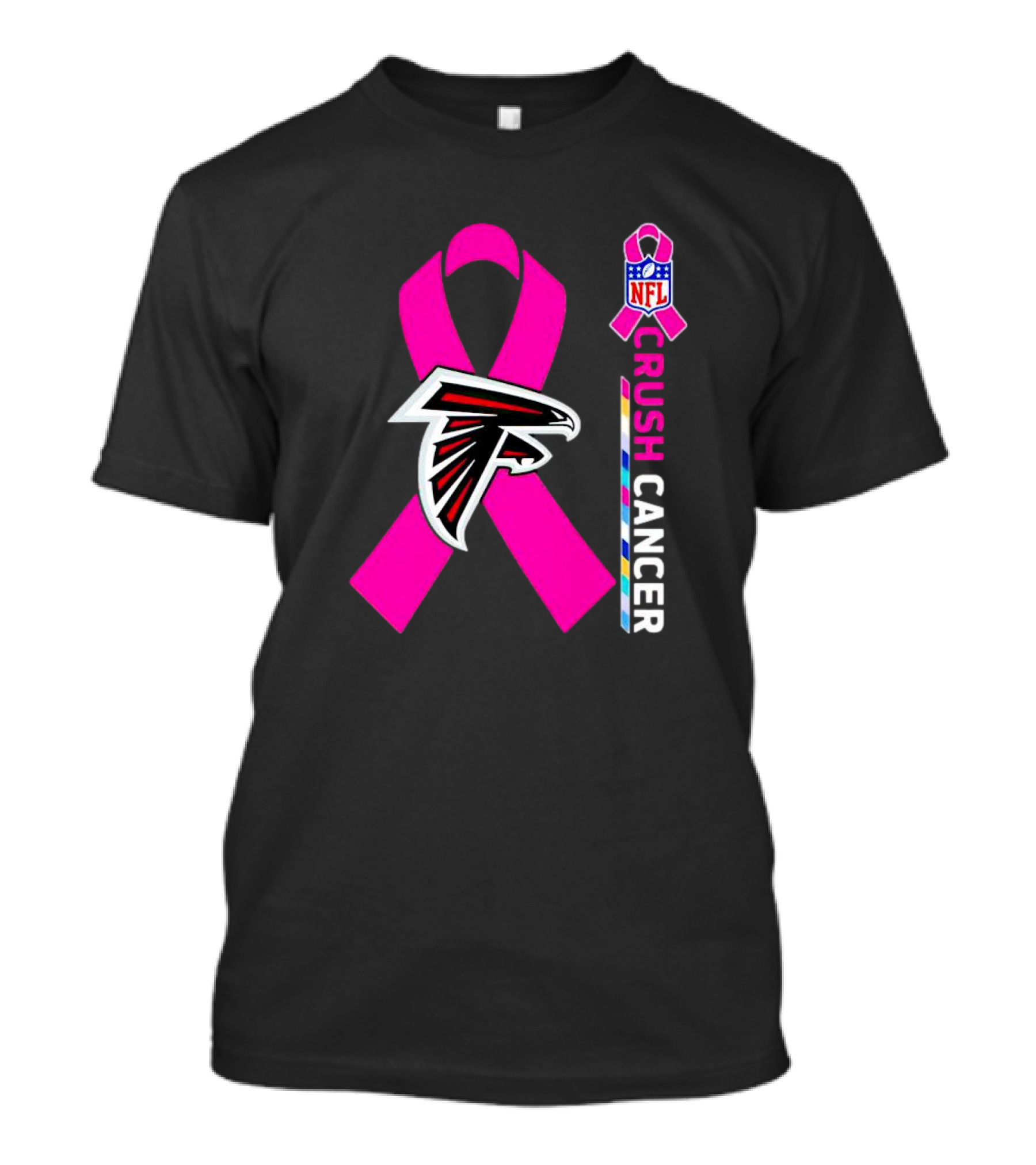 Atlanta Falcons NFL Pink Ribbon Crush Cancer Awareness T-Shirt