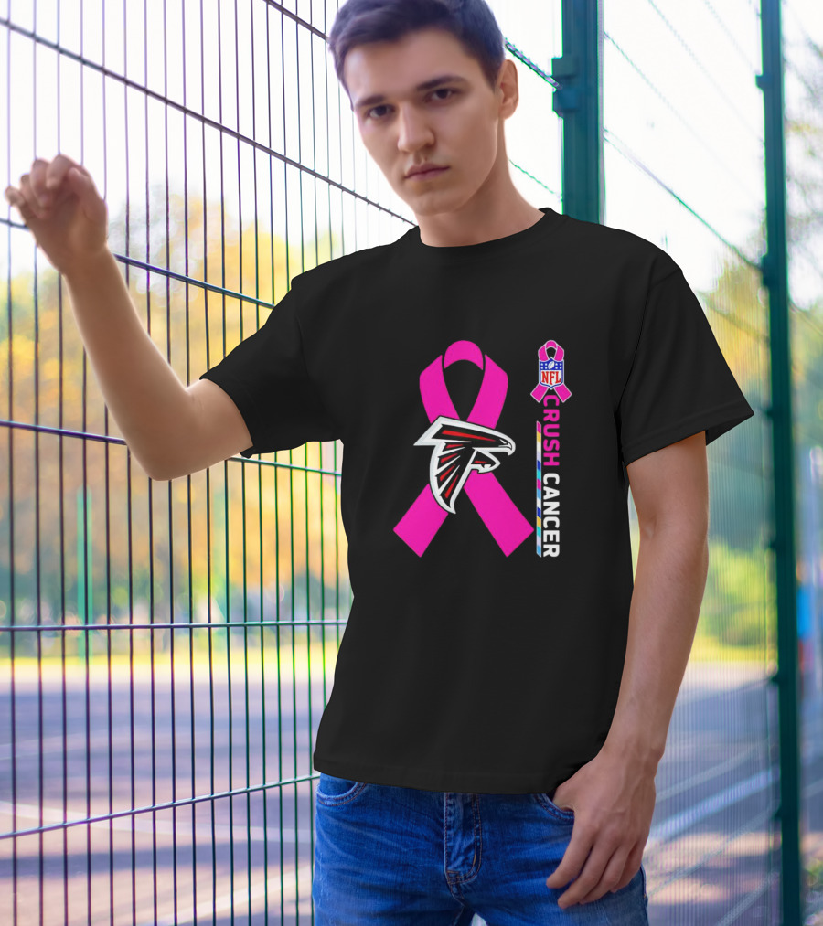 Atlanta Falcons NFL Pink Ribbon Crush Cancer Awareness T-Shirt