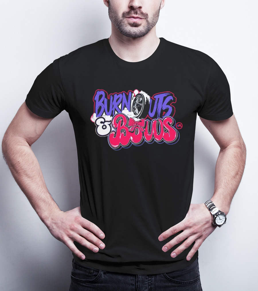Burnouts And Bows Racing Tire And Bowtie Motif T-Shirt
