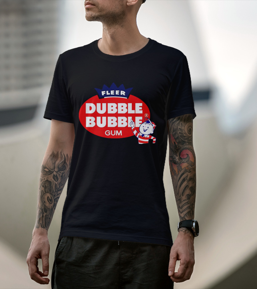 Fleer Dubble Bubble Gum Classic Logo With Character In Striped T-Shirt