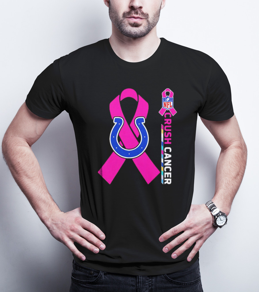 Indianapolis Colts NFL Pink Ribbon Crush Cancer T-Shirt