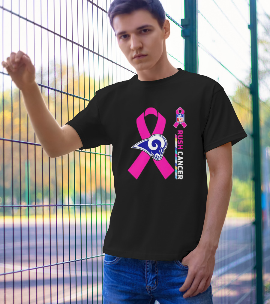 Los Angeles Rams Rush Cancer NFL Pink T-Shirt