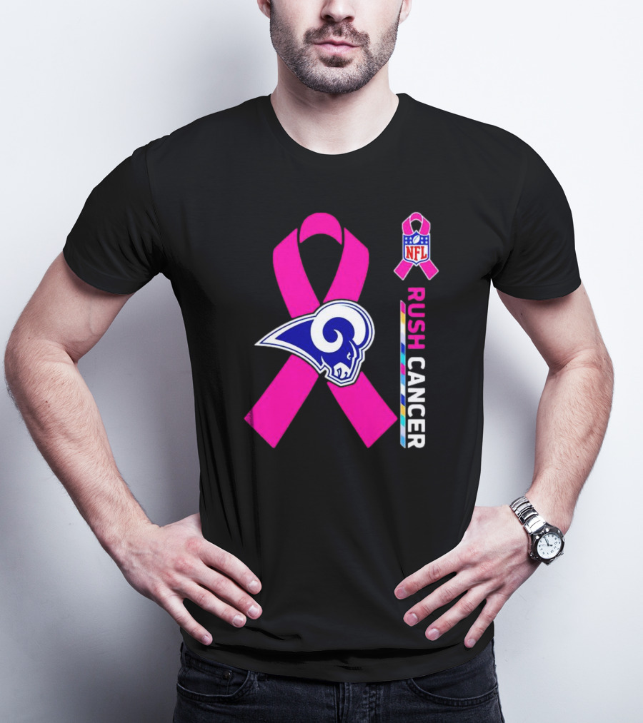 Los Angeles Rams Rush Cancer NFL Pink T-Shirt