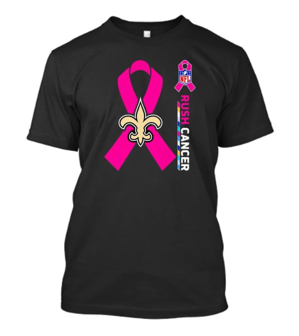 New Orleans Saints NFL Rush Cancer Awareness Pink Ribbon Fleur-de-lis T-Shirt