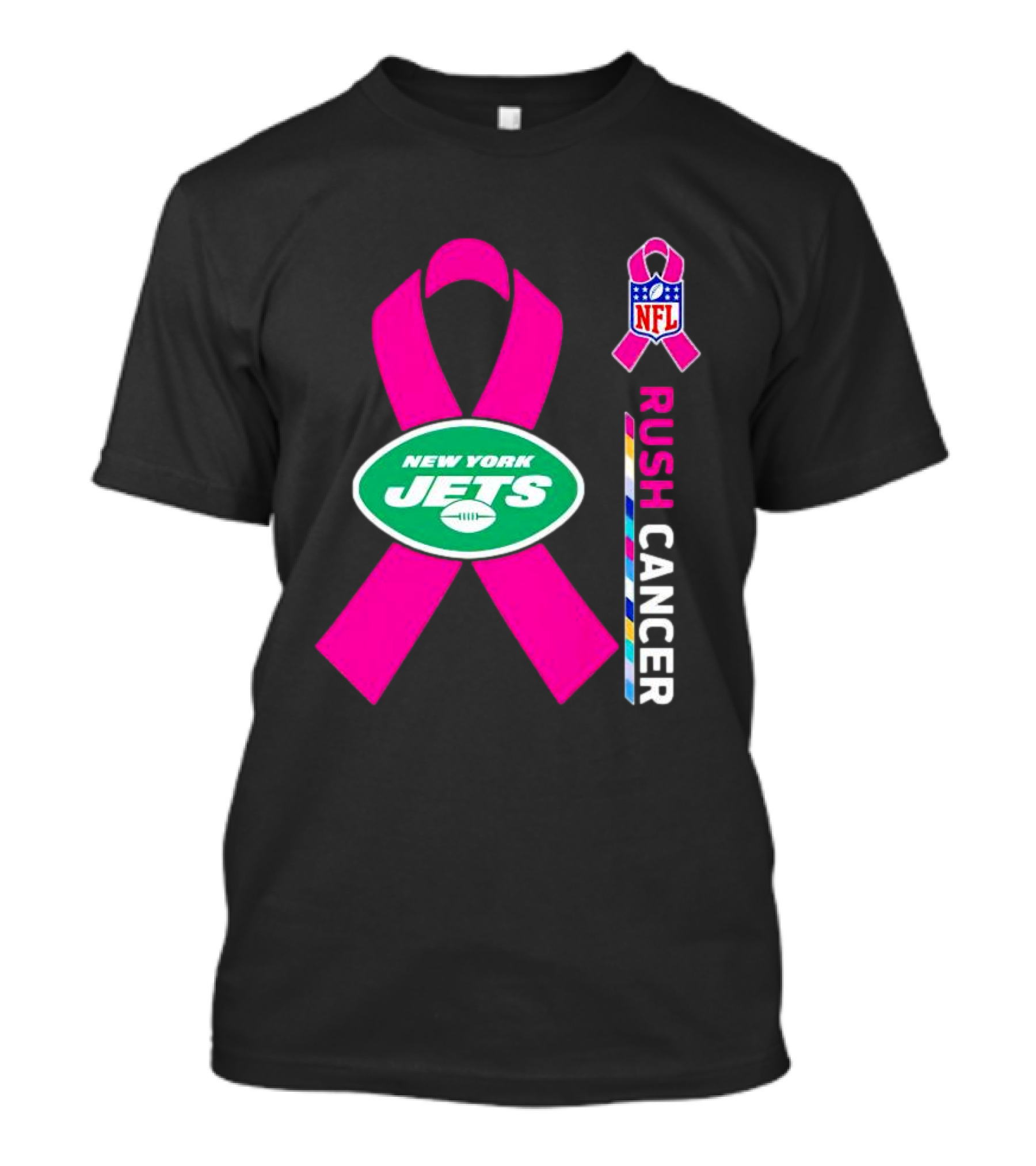 New York Jets NFL Rush Cancer Pink T-Shirt
