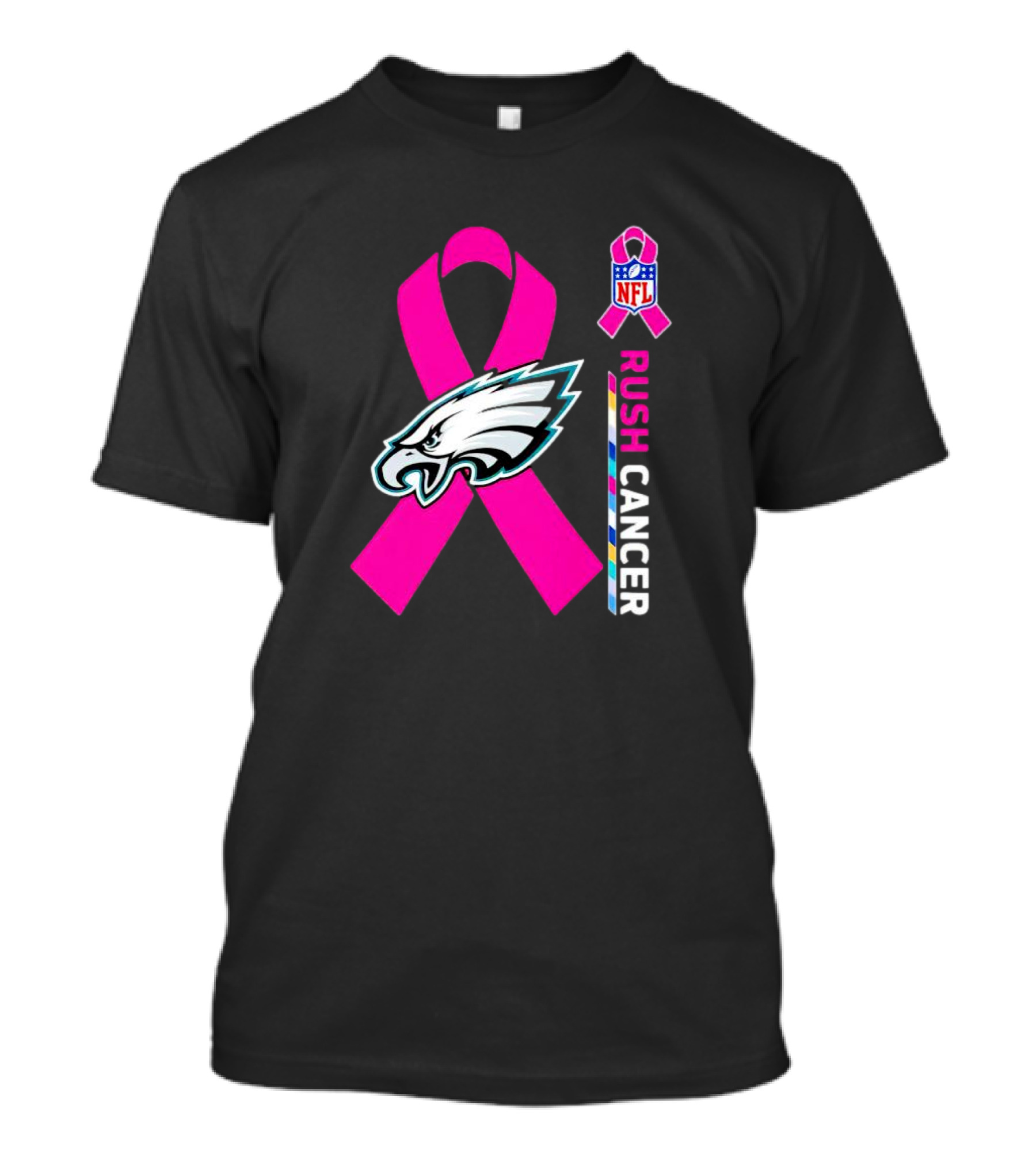 Philadelphia Eagles NFL Pink Ribbon Rush Cancer T-Shirt