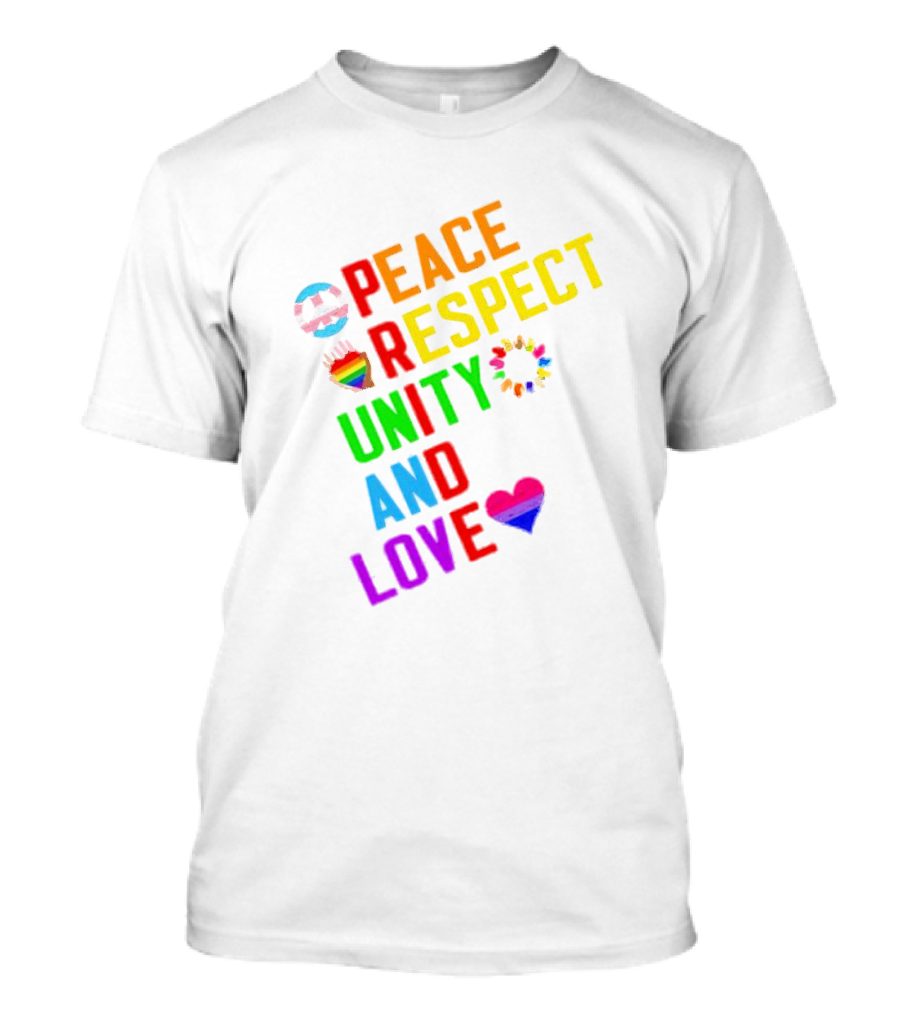 Pride Peace Respect Unity And Love Rainbow Symbols T-Shirt