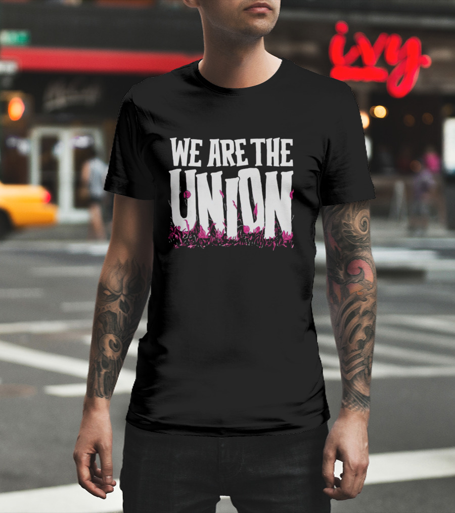 WE ARE THE UNION Music Band Text With Pink Flower T-Shirt