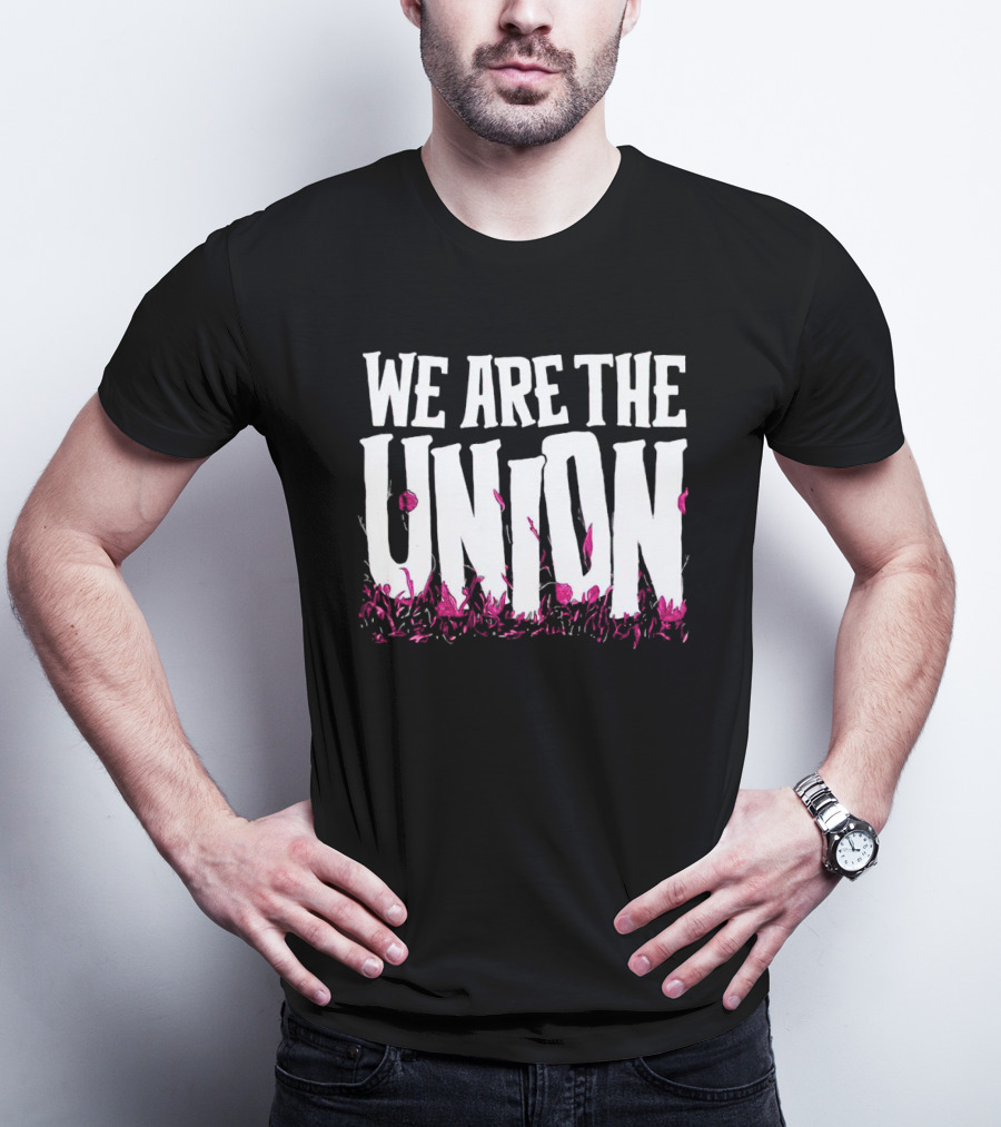 WE ARE THE UNION Music Band Text With Pink Flower T-Shirt