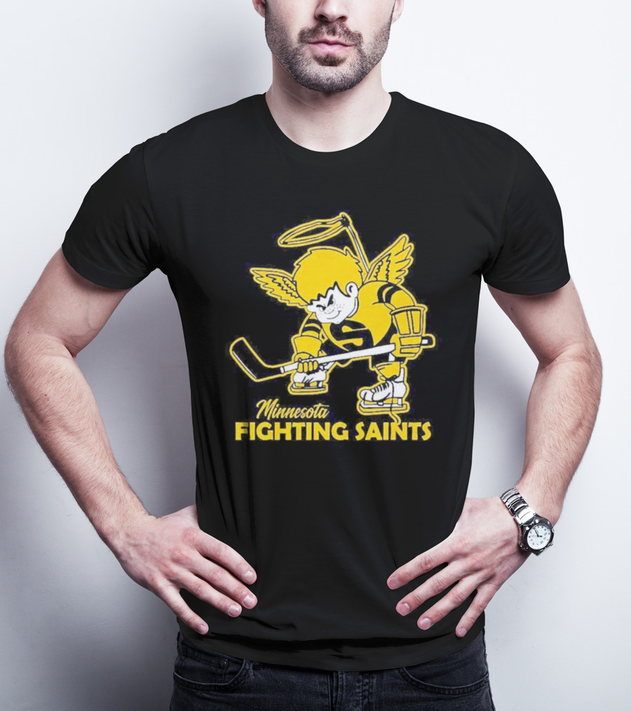 Minnesota Fighting Saints Hockey Mascot Vintage T-Shirt