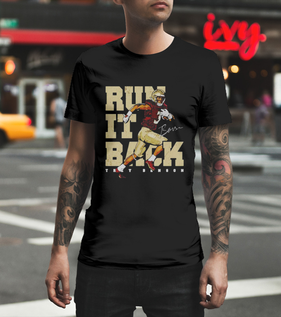 Run It Back Trey Benson Signature Football Player Action T-Shirt
