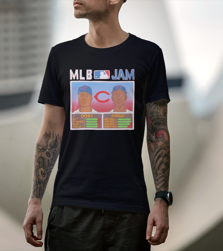 MLB Jam Cleveland Doby Paige Fastball Forkball Junkball Underhand T-Shirt