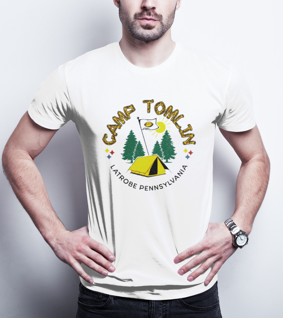 Camp Tomlin Camping Tent Night Scene Latrobe Pennsylvania T-Shirt