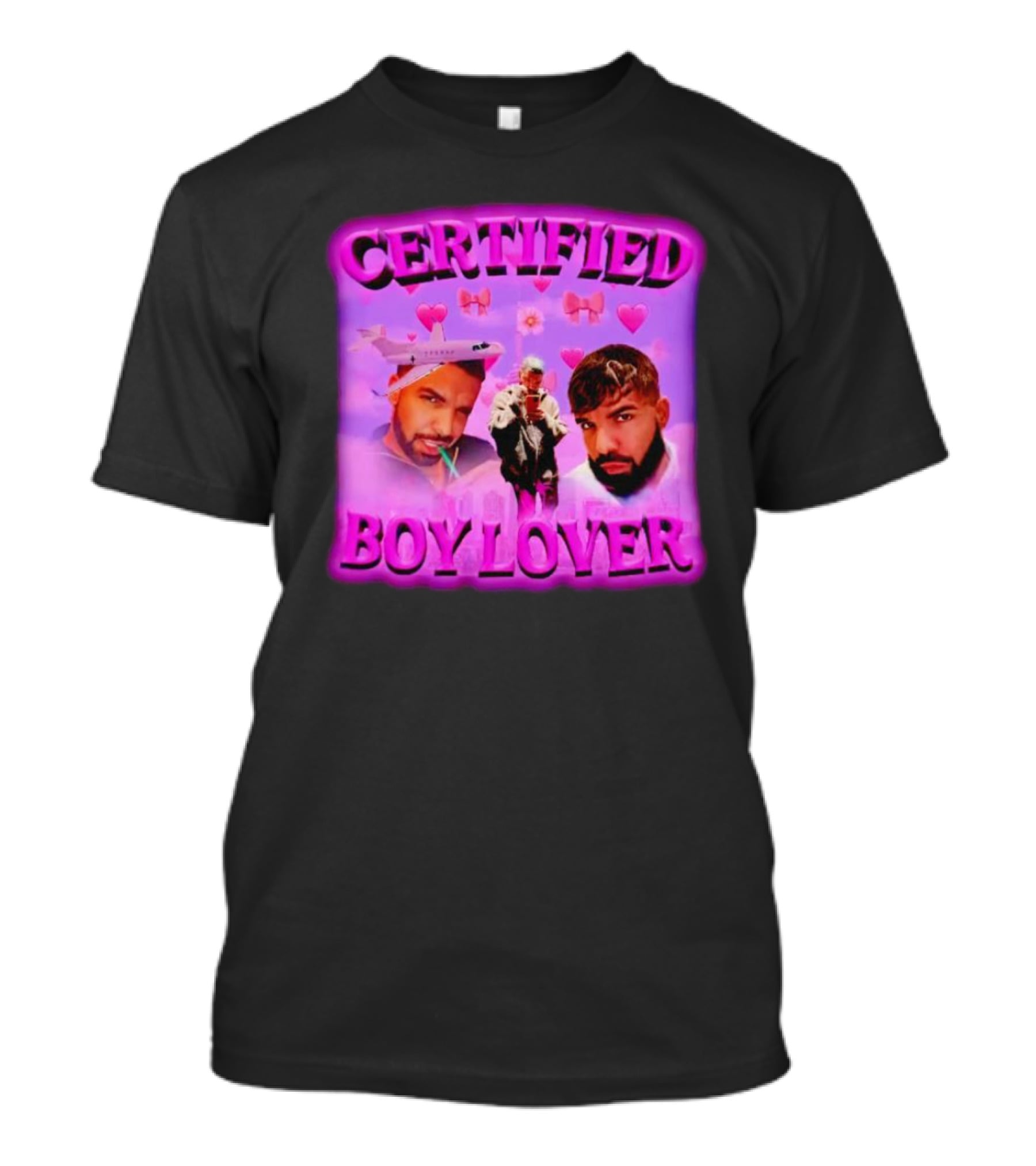 Certified Boy Lover Drake Airplane Pink Hearts T-Shirt