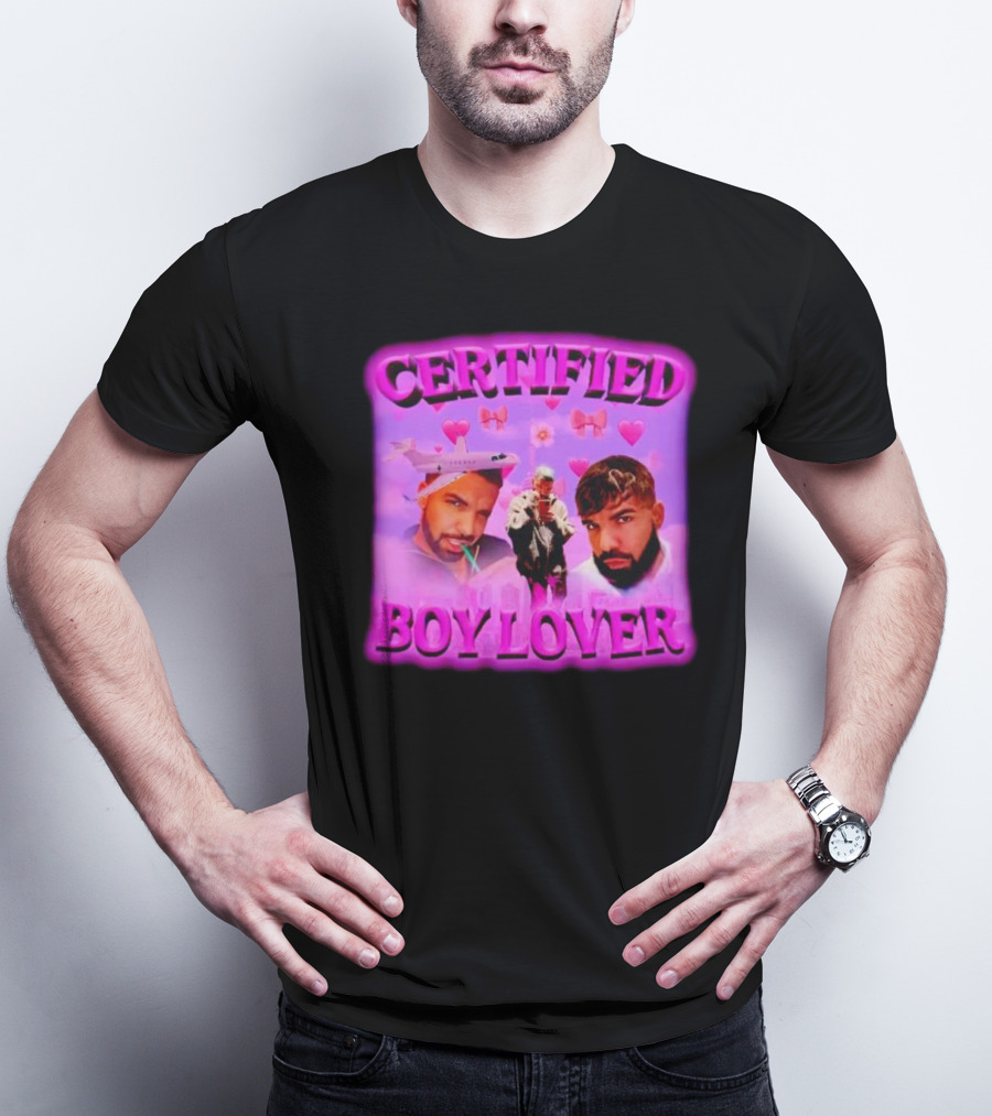 Certified Boy Lover Drake Airplane Pink Hearts T-Shirt