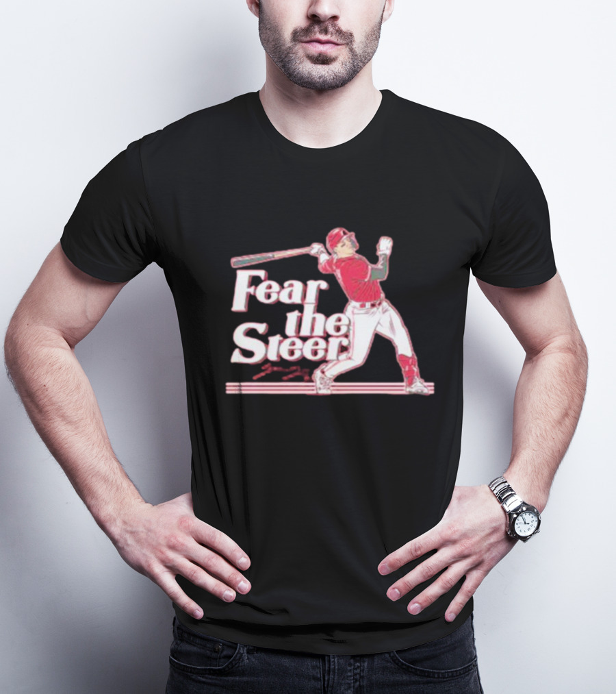 Spencer Steer Fear The Steer Signature Baseball Player T-Shirt