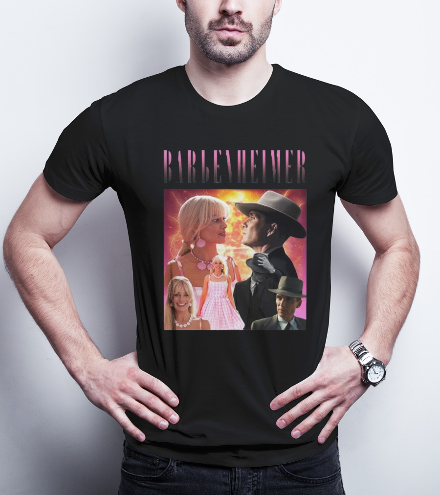 Barbenheimer Fusion Of Characters With Retro Style Elements T-Shirt