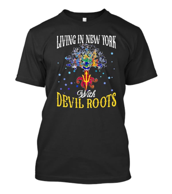 Living In New York With Devil Roots Tree And Stars T-Shirt