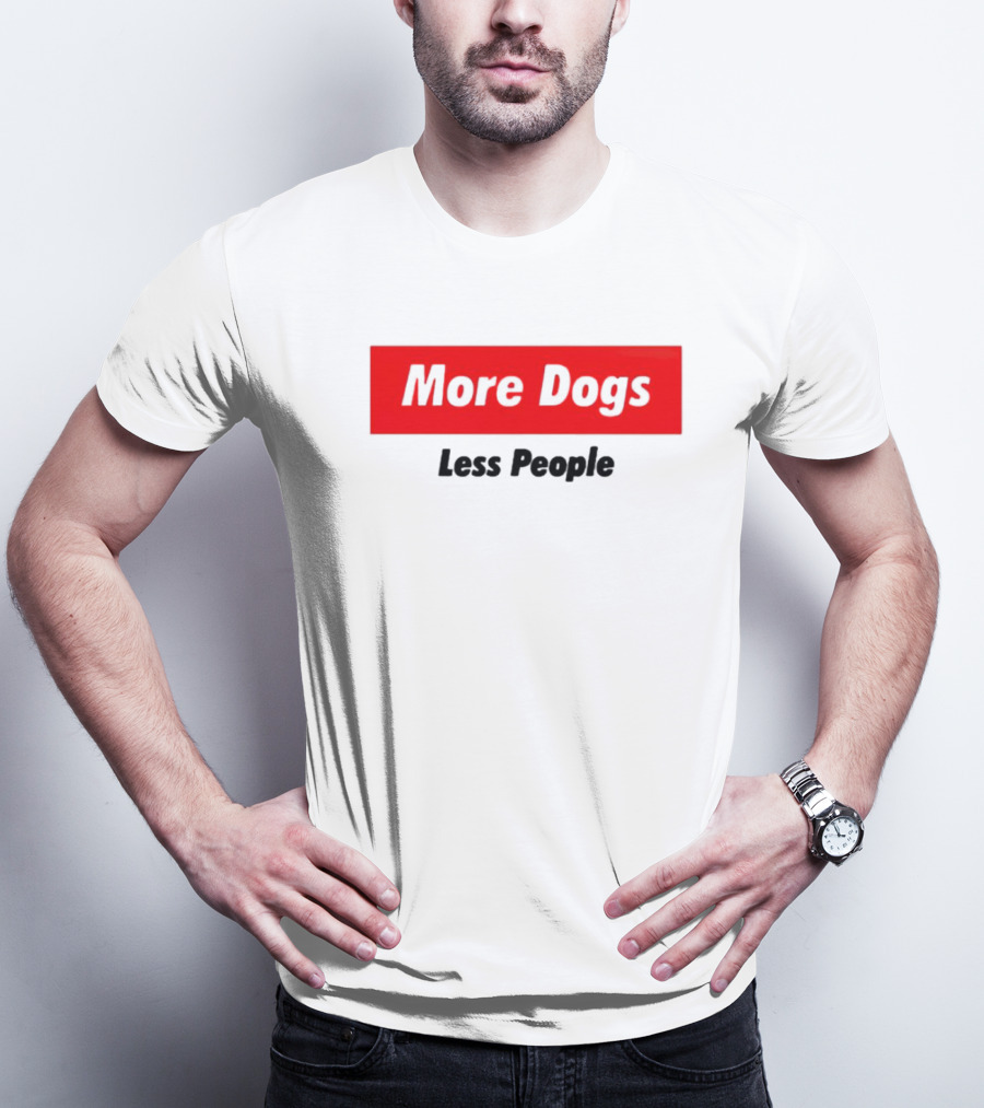 More Dogs Less People Red Box T-Shirt