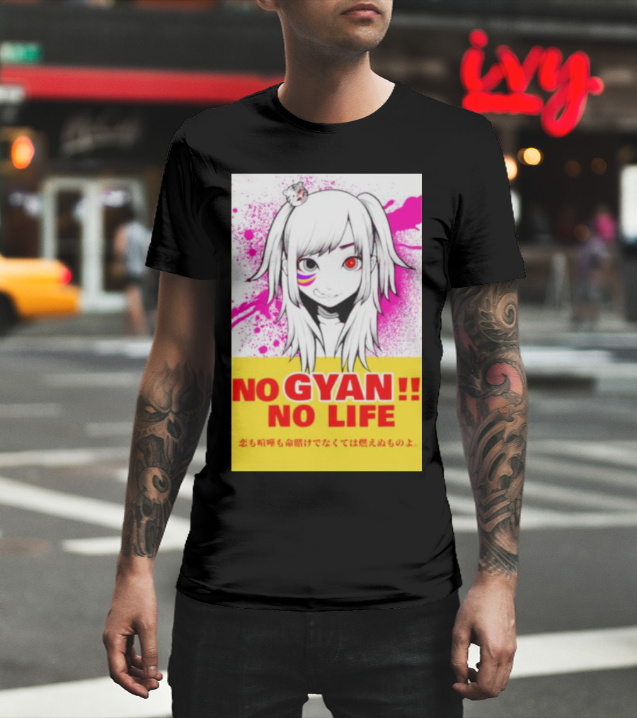 No Gyan No Life Manga Art With Cute Girl And Splatter Background T-Shirt