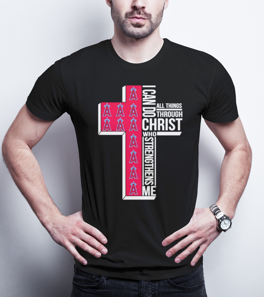 Los Angeles Angels I Can Do All Things Through Christ Who Strengthens Me Cross T-Shirt