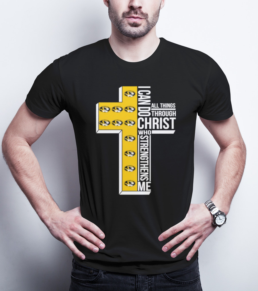 Missouri Tigers I Can Do All Things Through Christ Who Strengthens Me Cross T-Shirt