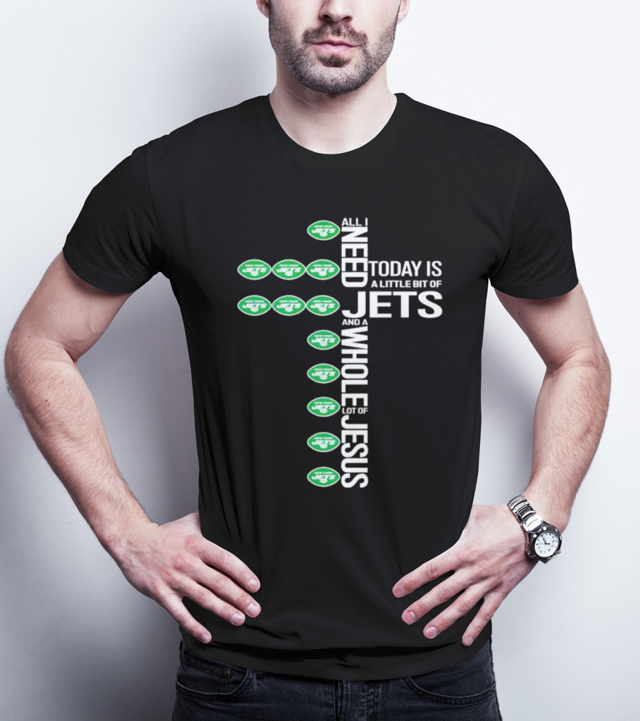 New York Jets Little Bit Whole Lot Jesus Cross T-Shirt