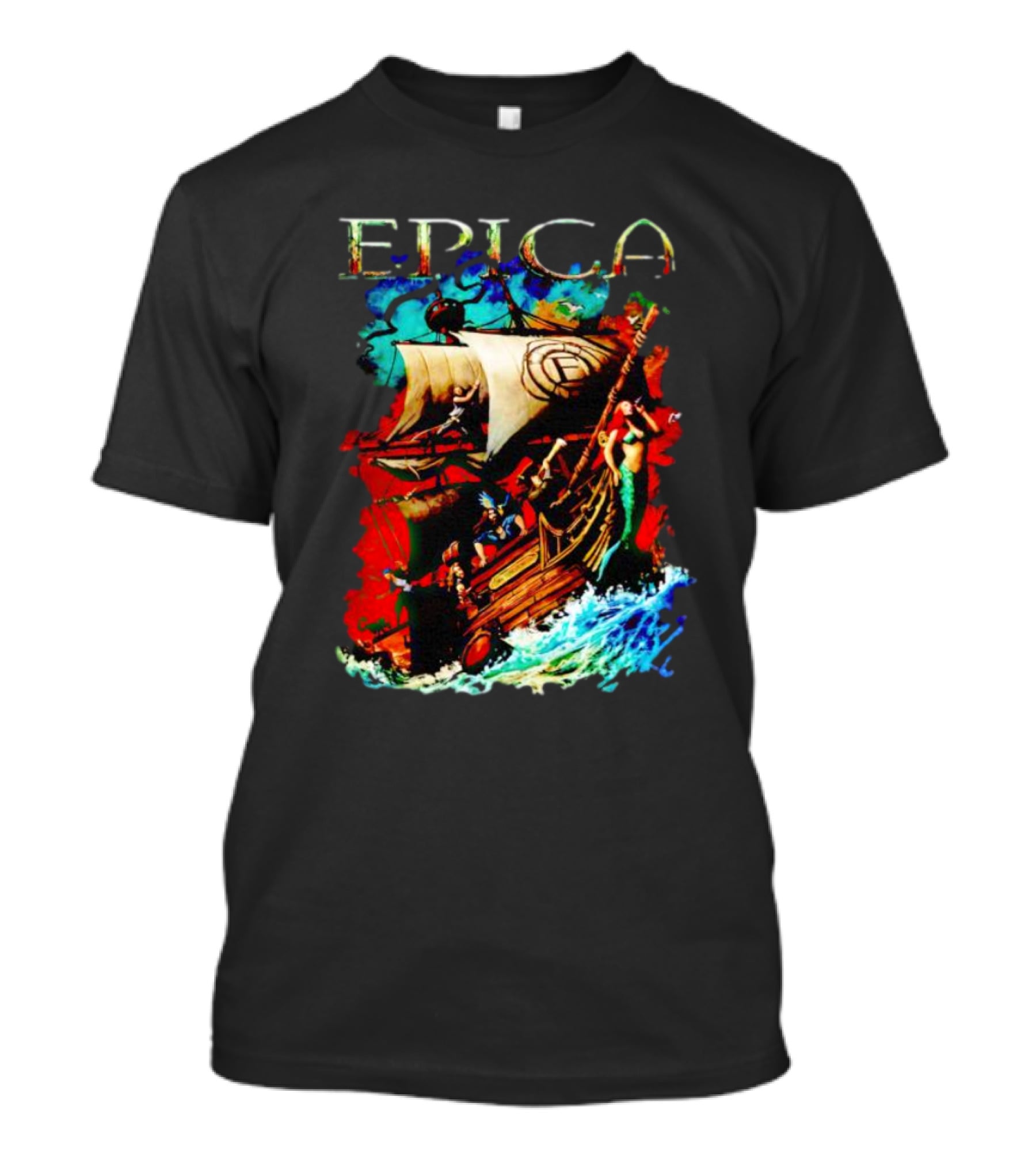 EPICA Pirate Ship Adventure With Mythical Creatures And Ocean Waves T-Shirt