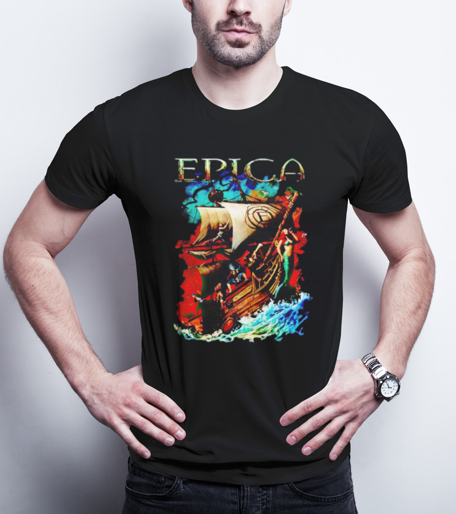EPICA Pirate Ship Adventure With Mythical Creatures And Ocean Waves T-Shirt