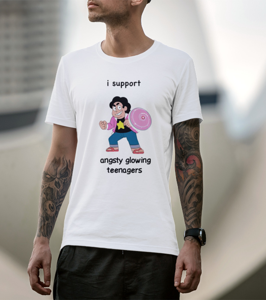 I Support Angsty Glowing Teenagers Steven Universe Shield T-Shirt