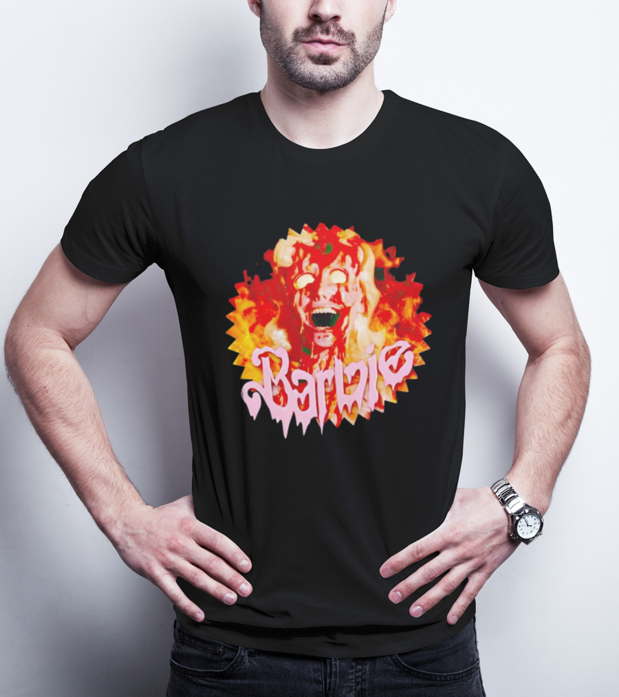 Barbenheimer Barbie Horror Flames T-Shirt