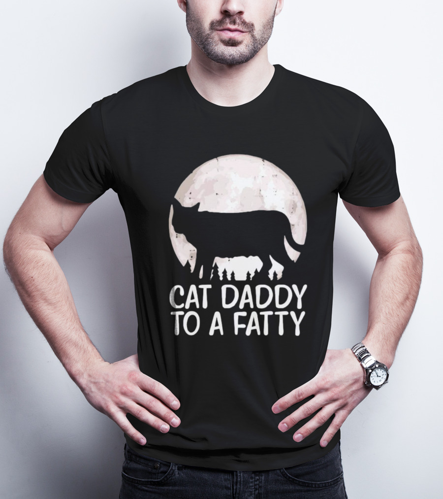 Cat Daddy To A Fatty Moon Silhouette Forest Scene T-Shirt