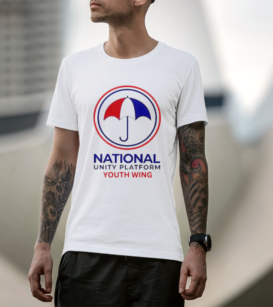 National Unity Platform Youth Wing Logo With Red And Blue Umbrella T-Shirt
