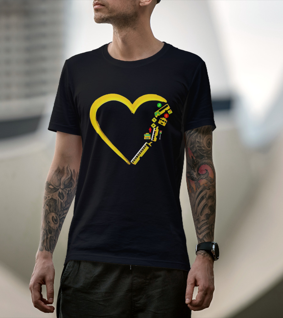 School Bus Driver Heart Traffic Sign And School Crossing T-Shirt