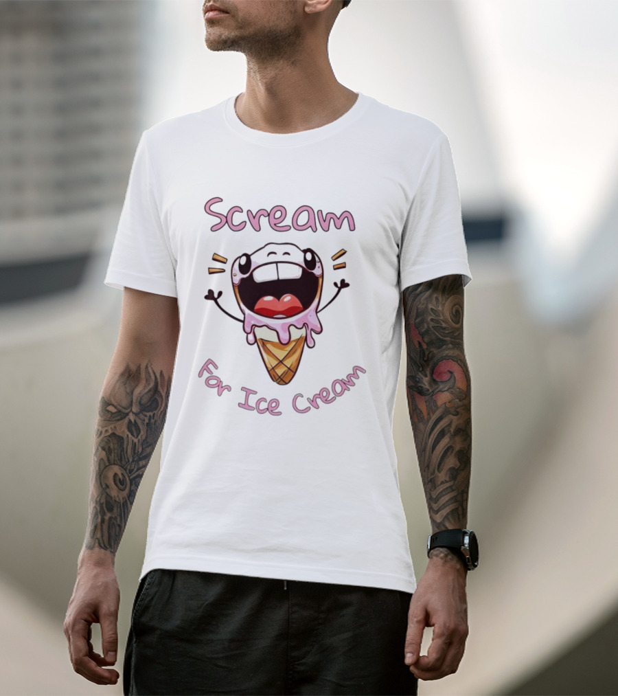 Scream For Ice Cream Cute Melting Cone Emoji T-Shirt