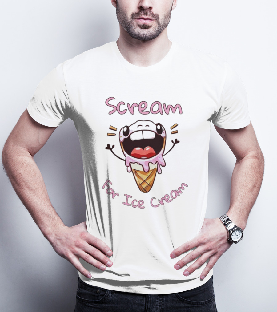 Scream For Ice Cream Cute Melting Cone Emoji T-Shirt